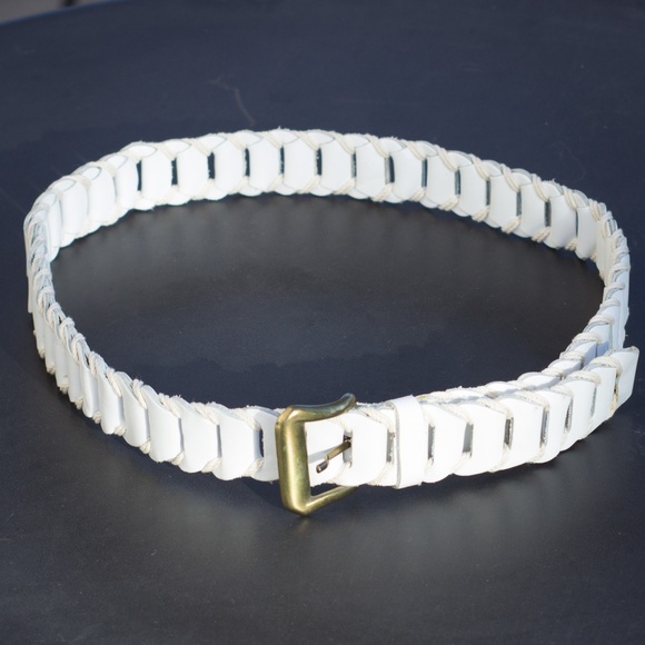 Vintage | Accessories | Woven White Leather Cord Belt | Poshmark